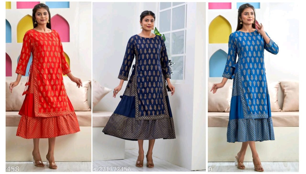 Kurti Designs : Beautiful Rayon kurta dress for women - Girls Fashion Ideas