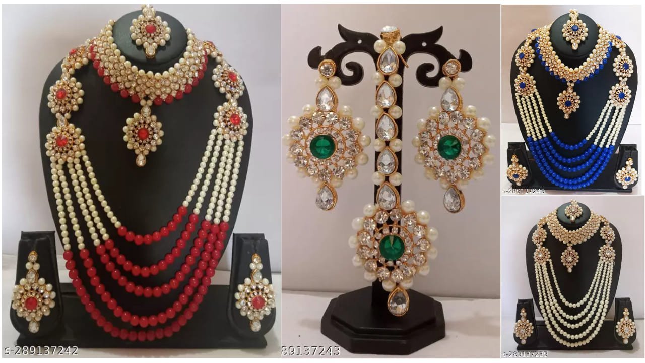Bridal Jewellery Set: Double Layered Necklace Set with Earrings