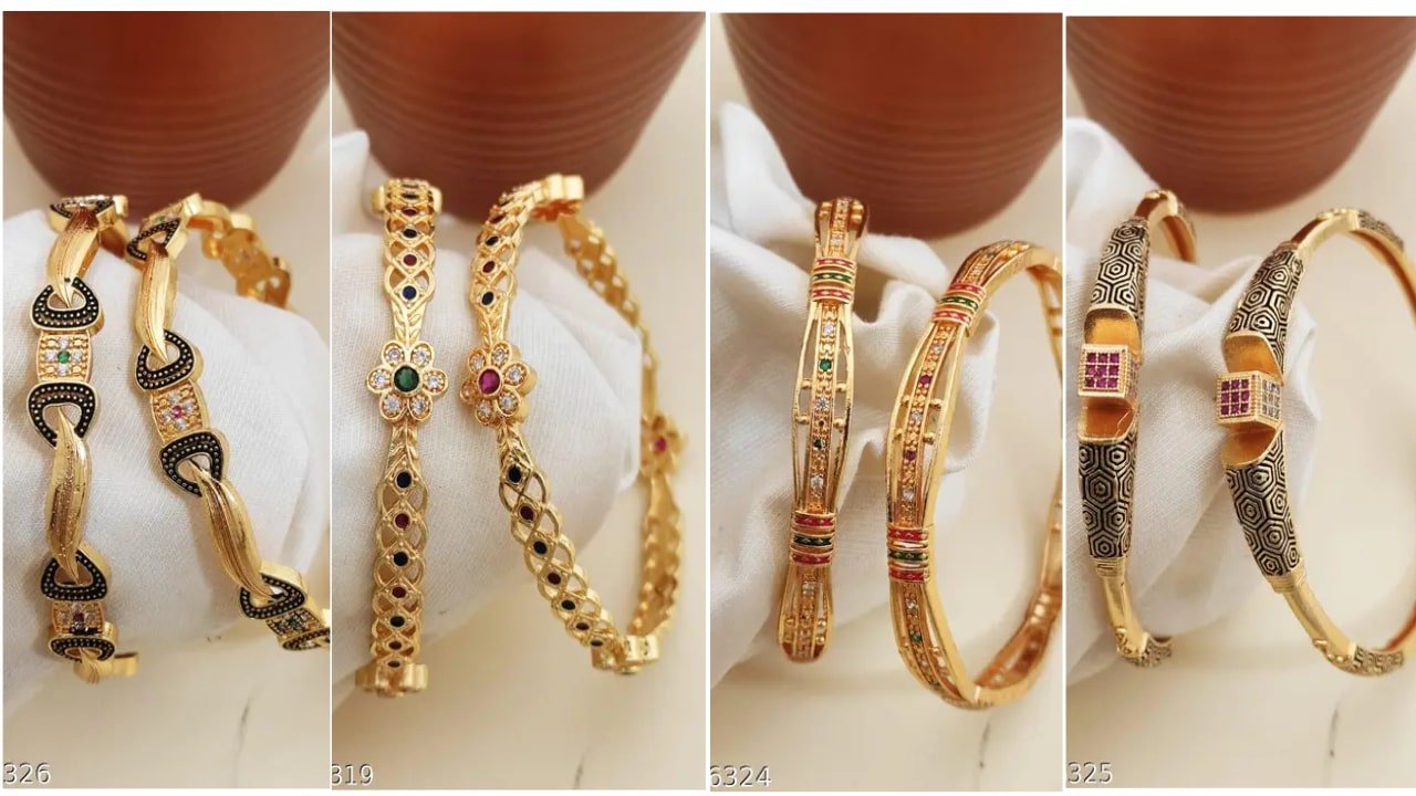 New Trendy Designer Gold Plated Bangles For Women 2025