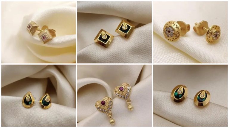 Trendy Small Size Gold-Plated Stud Earrings Designs for Girls and Women ...